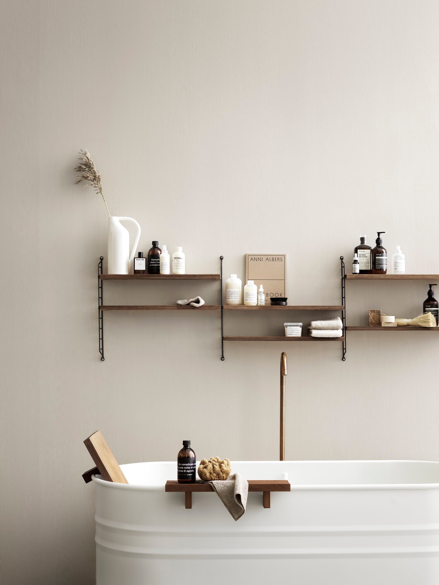 String Furniture String Pocket shelf, walnut - black | Finnish Design Shop