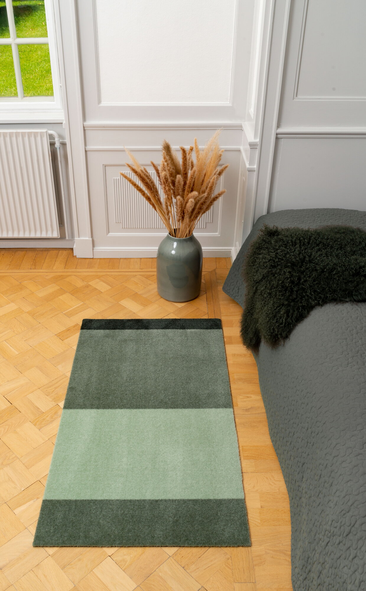 Tica Copenhagen Stripes horizontal rug, 67 x 120 cm, green | Finnish ...