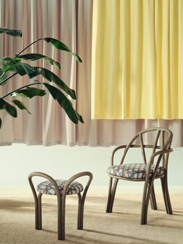 GUBI Bistra dining armchair, olive stained rattan - Reales Pattern 001 | Finnish Design Shop