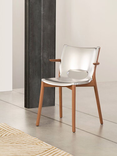 Alessi Poêle arm chair, brown beech - mirror polished steel | Finnish ...