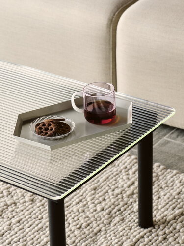 HAY Kofi table 140 x 50 cm, black lacquered oak - reeded glass ...