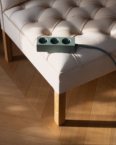 Pedestal Power Bar power strip, mossy green | Finnish Design Shop
