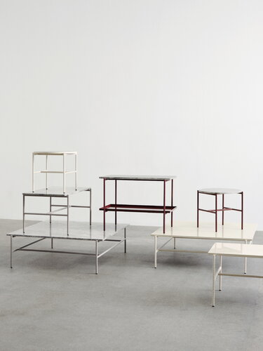 HAY Rebar side table, 75 x 44 cm, barn red - grey marble | Finnish ...