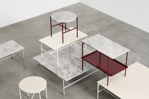 HAY Rebar coffee table, 80 x 49 cm, fossil grey - grey marble | Finnish ...