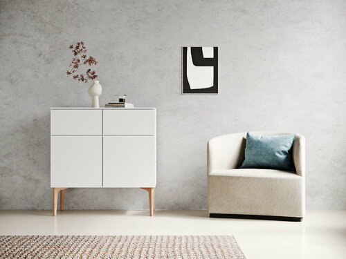 Lundia Fuuga sideboard, 96 cm, white - oak | Finnish Design Shop