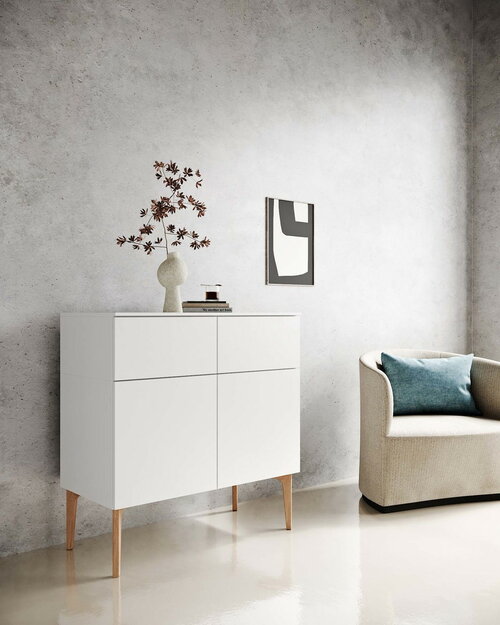 Lundia Fuuga sideboard, 96 cm, white - oak | Finnish Design Shop