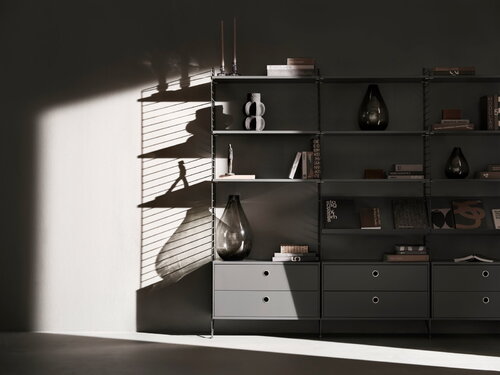 String Furniture String shelf 58 x 30 cm, 3-pack, dark grey | Finnish ...