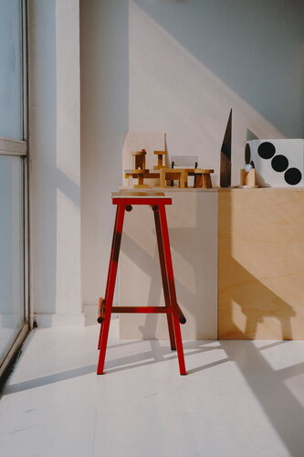 HAY Taburete 8 bar stool, high, 75 cm, signal red - lacquered oak ...