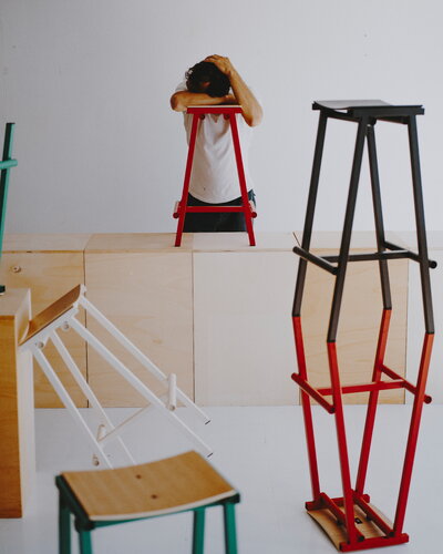 HAY Taburete 8 bar stool, high, 75 cm, signal red - lacquered oak ...