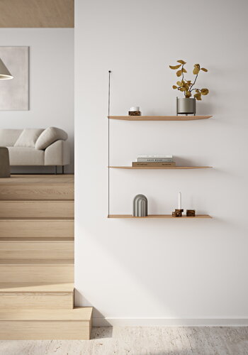 Woud Stedge add-on shelf, 80 cm, white lacquered oak - brass | Finnish ...