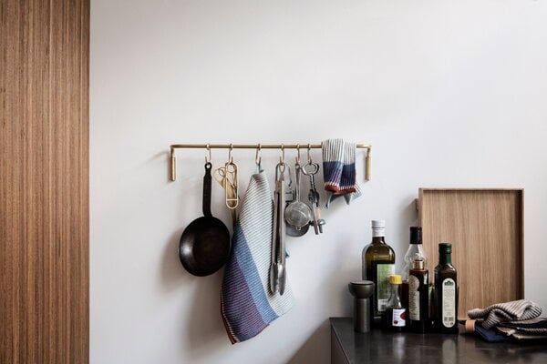 Ferm Living Kitchen rod with 6 hooks, brass | Finnish Design Shop