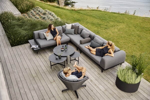 Cane-line Twist coffee table, diam. 45 cm, lava grey - fossil black ...