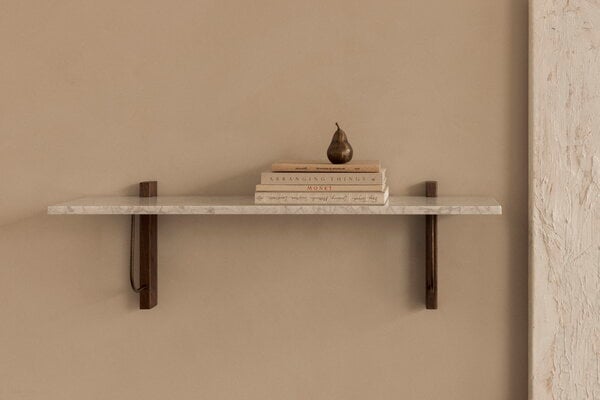Audo Copenhagen Corbel shelf, large, dark stained oak - Carrara marble ...