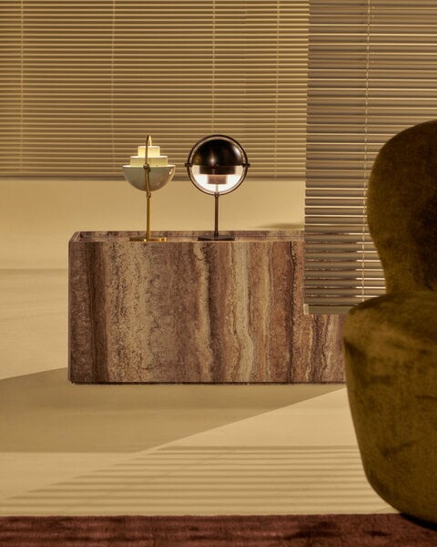 GUBI Pietra side table, 30 x 80 x 40 cm, sepia travertine | Finnish ...