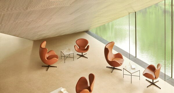Fritz Hansen Egg lounge chair, Brown Bronze - leather Grace Walnut ...