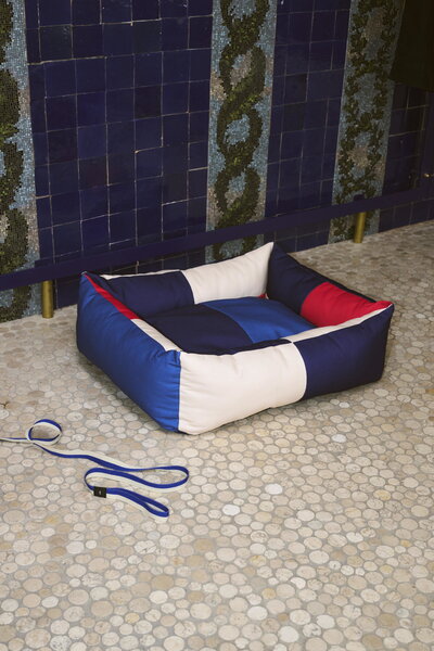 HAY Dogs leash, flat, M-L, blue - off-white | Finnish Design Shop