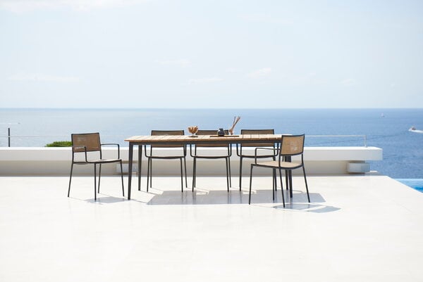 Cane-line Less armchair, stackble, grey - French weave natural ...