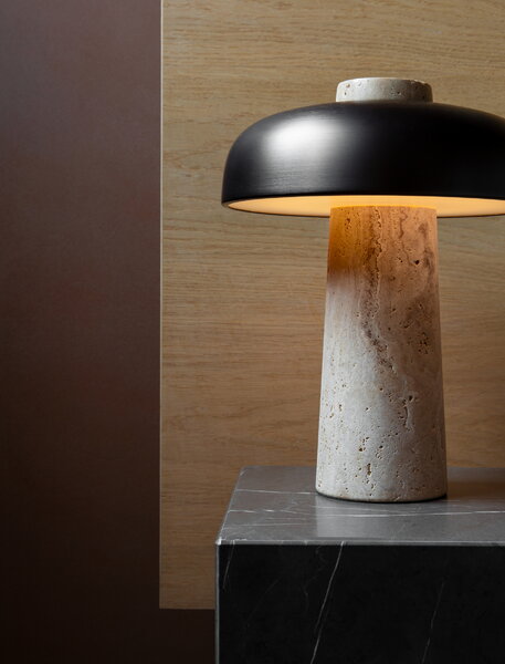Audo Copenhagen Reverse table lamp, bronzed brass - travertine ...