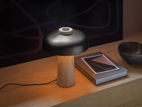 Audo Copenhagen Reverse table lamp, bronzed brass - travertine ...