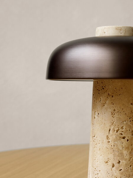 Audo Copenhagen Reverse table lamp, bronzed brass - travertine | Finnish Design Shop