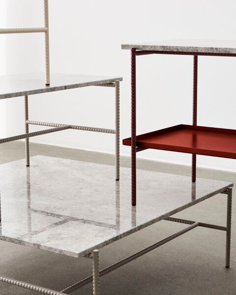 HAY Rebar coffee table, 80 x 49 cm, fossil grey - grey marble | Finnish ...
