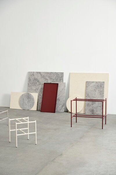 HAY Rebar coffee table, 80 x 49 cm, fossil grey - grey marble | Finnish ...