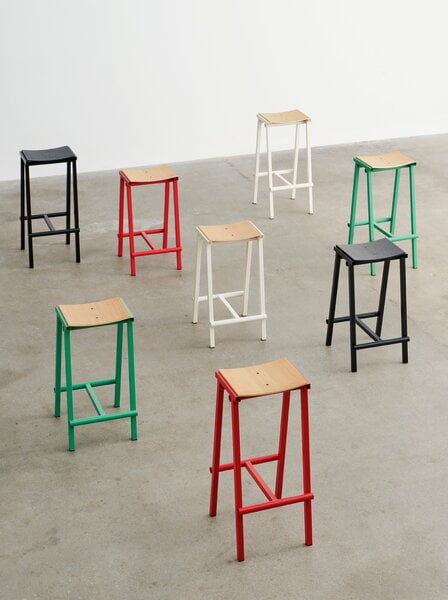 HAY Taburete 8 bar stool, high, 75 cm, signal red - lacquered oak ...