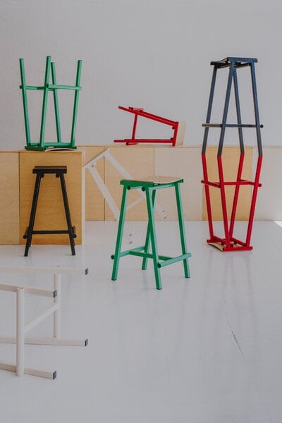 HAY Taburete 8 bar stool, high, 75 cm, signal red - lacquered oak ...