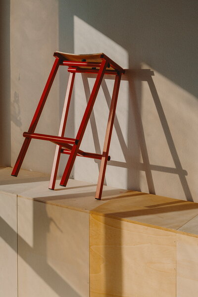 HAY Taburete 8 bar stool, high, 75 cm, signal red - lacquered oak ...