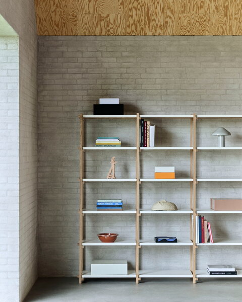 HAY Woody 2.0 shelf, high, soaped oak - almond white steel | Finnish ...