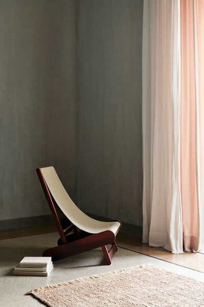 Ferm Living Hemi lounge chair, dark stained beech - natural linen ...