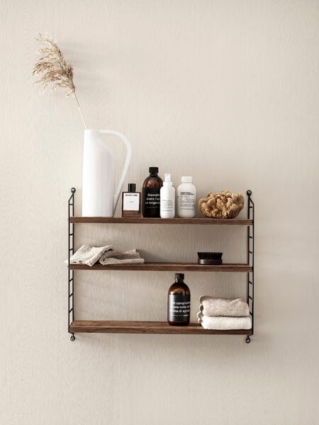 String Furniture String Pocket shelf, walnut - black | Finnish Design Shop