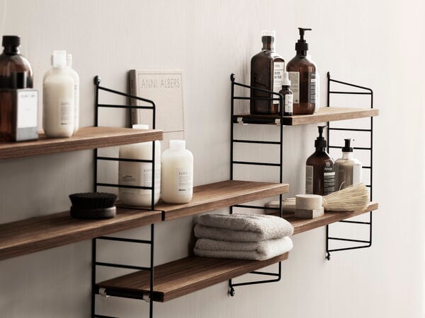 String Furniture String Pocket shelf, walnut - black | Finnish Design Shop