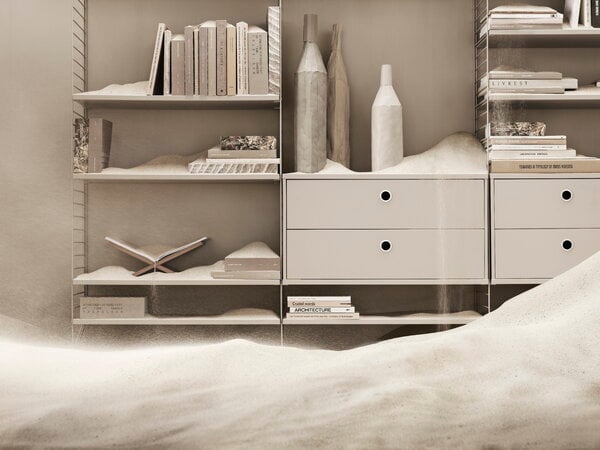 String Furniture String chest with 2 drawers, 58 x 30 cm, beige ...