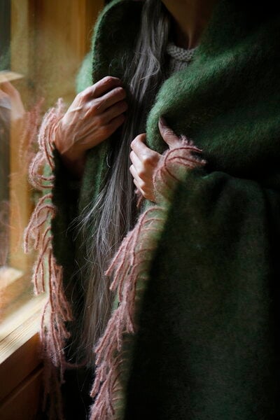 Lapuan Kankurit Revontuli mohair blanket, powder - olive | Finnish ...