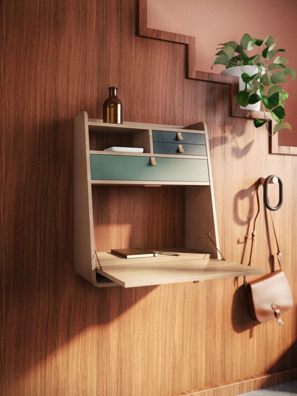Hartô Gaston wall desk, 60 cm, oak - ash green - sage | Finnish Design ...