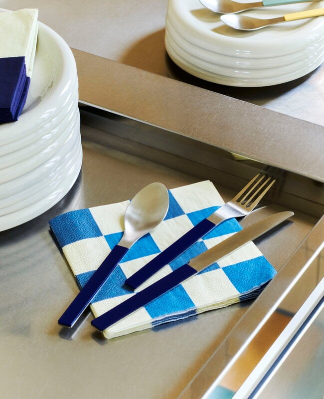 HAY Pattern paper napkin, dinner, set of 20, off-white - blues M check ...
