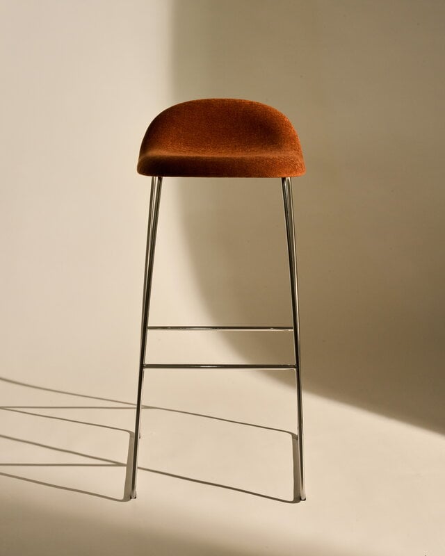 GUBI 3D bar stool, 75 cm, sledge base, stainless steel - Dedar Belsuede ...