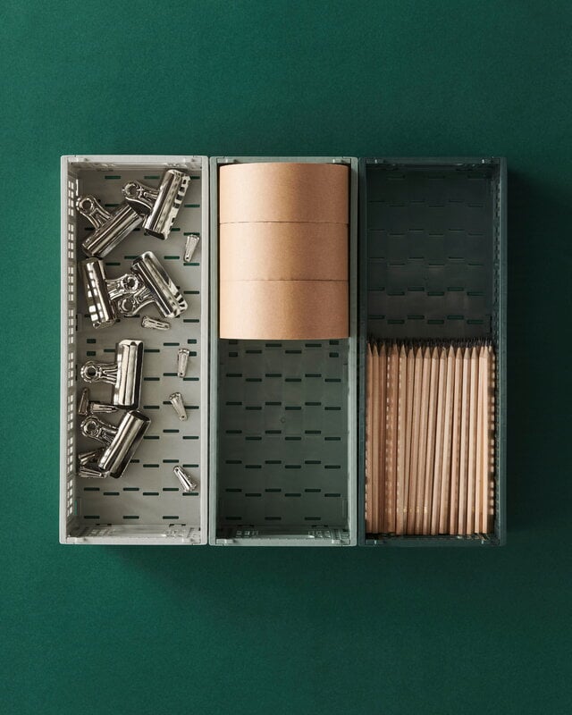 HAY Colour Crate Mini, Oblong, recycled plastic, dark green | Finnish ...