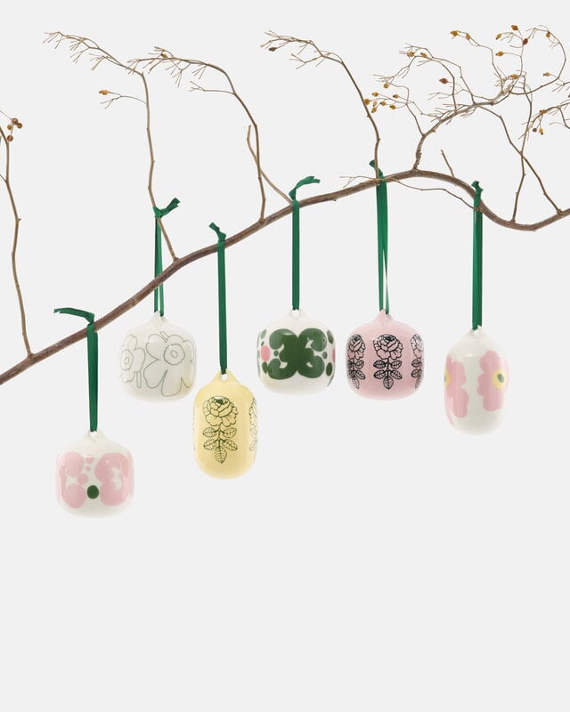 Marimekko Piirto Unikko ornament, white - green | Finnish Design Shop