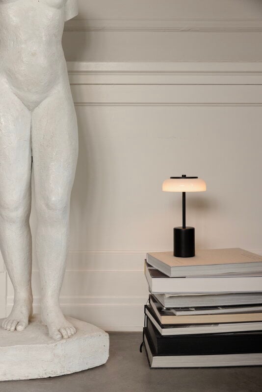 Nuura Blossi Mini portable table lamp, black - opal | Finnish Design Shop