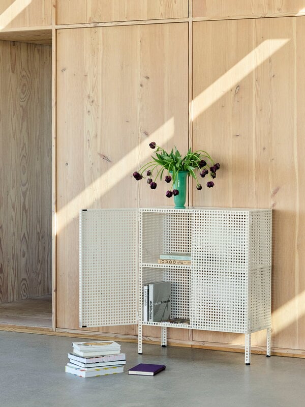HAY Perforated floor cabinet, medium, eggshell | Finnish Design Shop