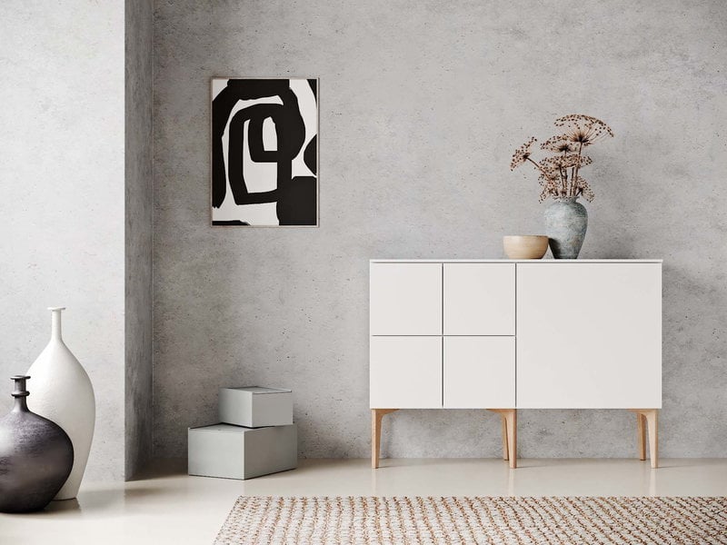 Lundia Fuuga sideboard, 128 cm, white - oak | Finnish Design Shop