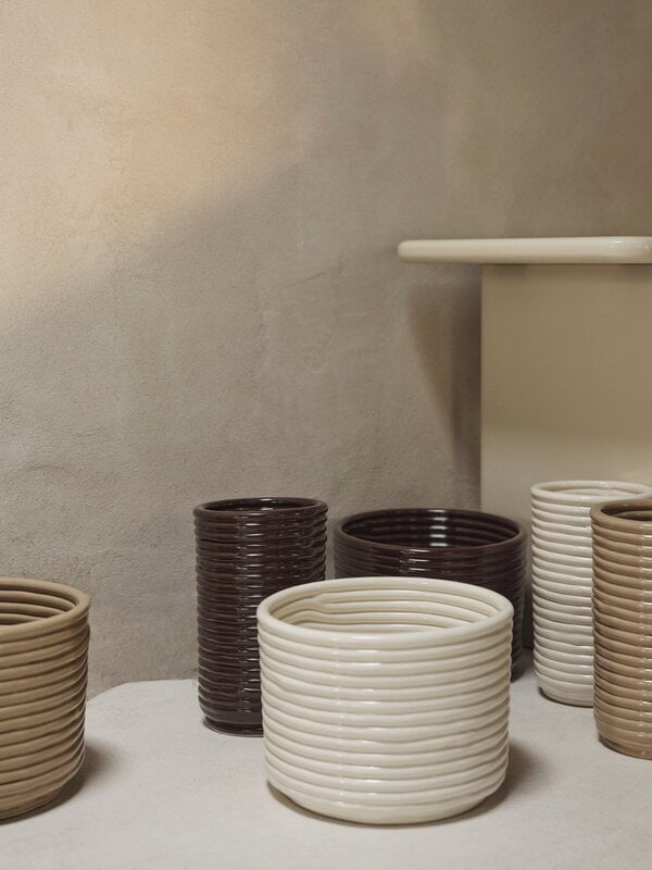 Ferm Living Corduroy pot, 20 cm, off-white | Finnish Design Shop