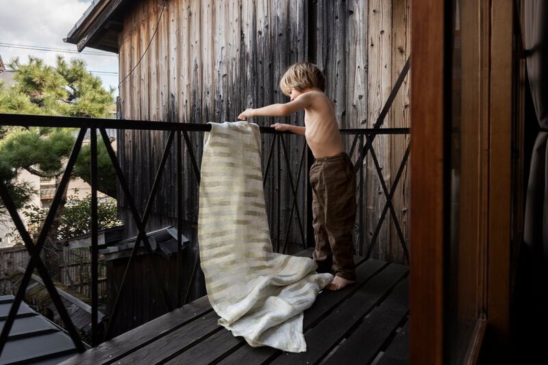 Lapuan Kankurit Hohto bath towel, white - green | Finnish Design Shop