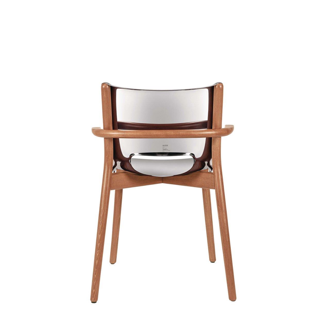 Alessi Poêle arm chair, brown beech - mirror polished steel | Finnish ...
