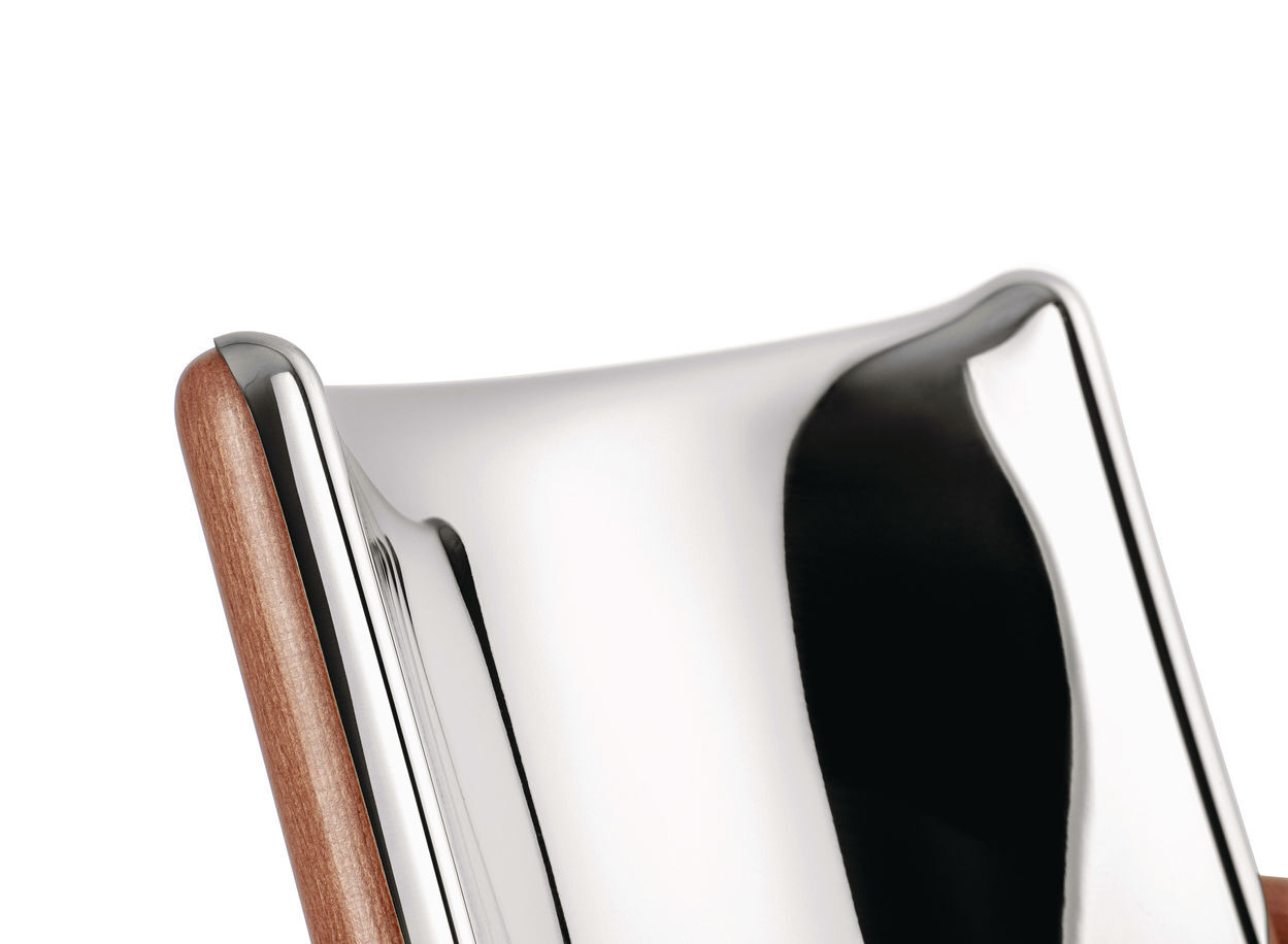 Alessi Poêle arm chair, brown beech - mirror polished steel | Finnish ...