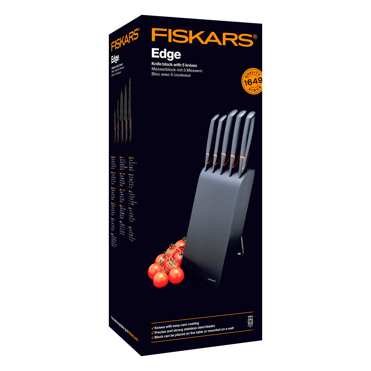 Fiskars Edge knife block with 5 knives | Finnish Design Shop