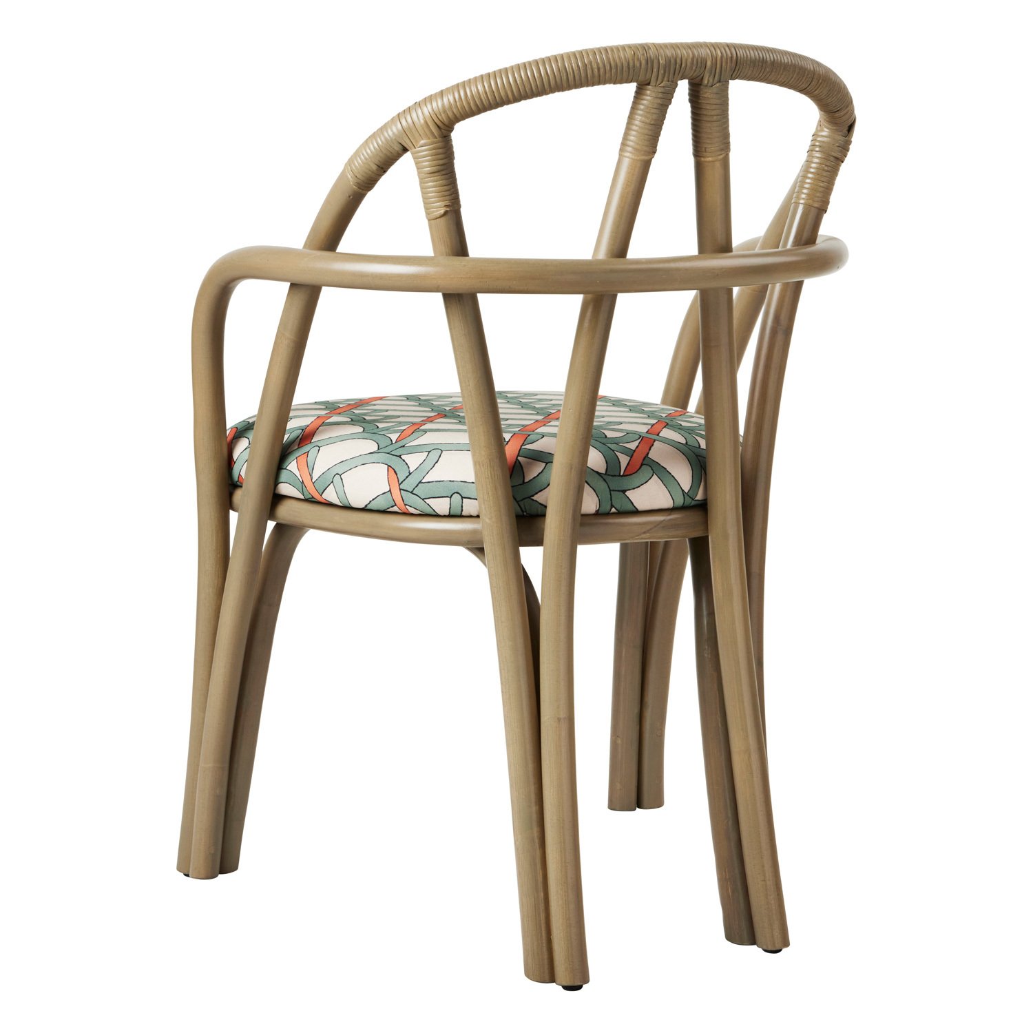 GUBI Bistra dining armchair, olive stained rattan - Reales Pattern 001 | Finnish Design Shop