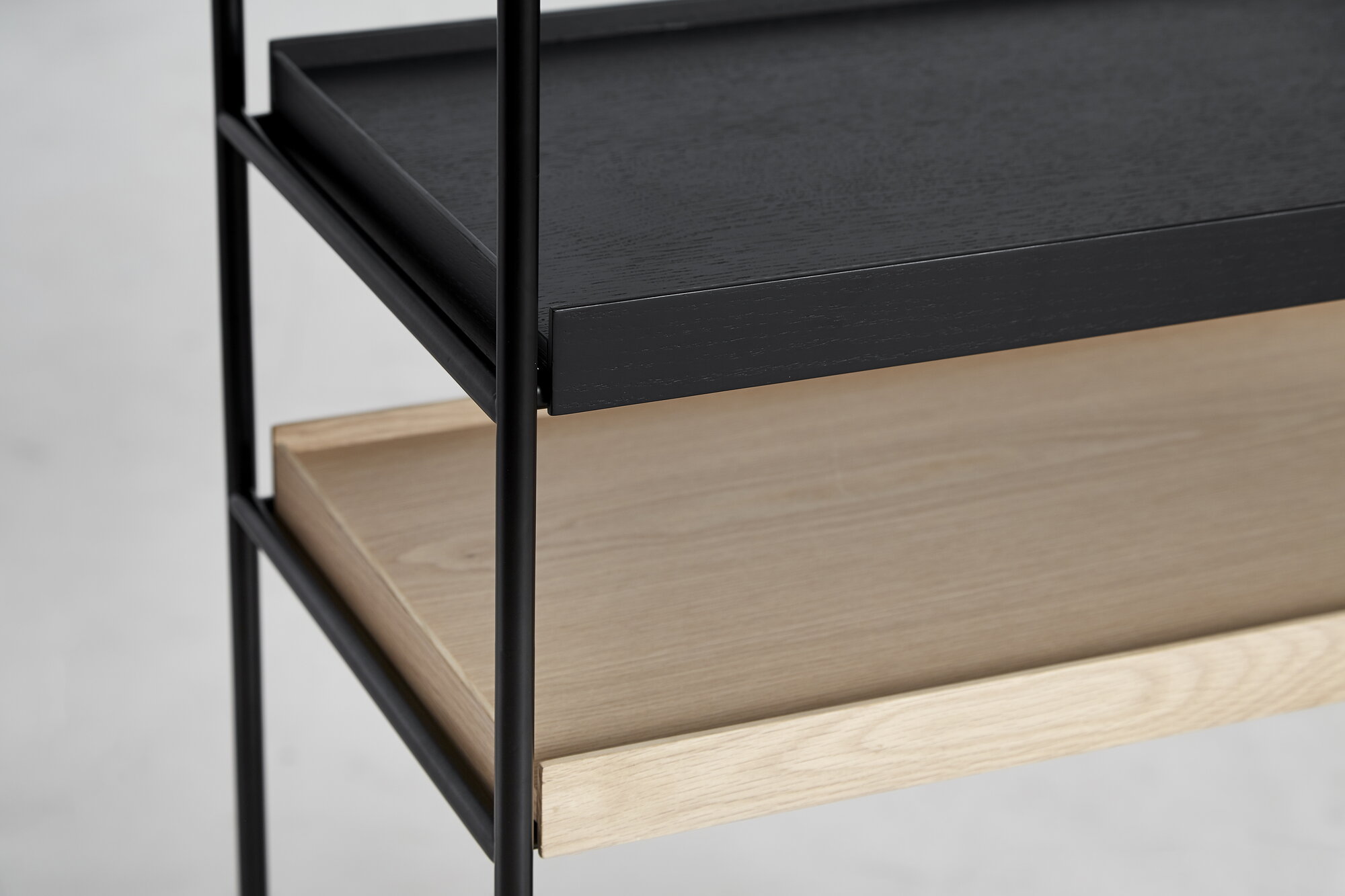 Woud Tray shelf, high, 1+2 oak - 1+2 black | Finnish Design Shop